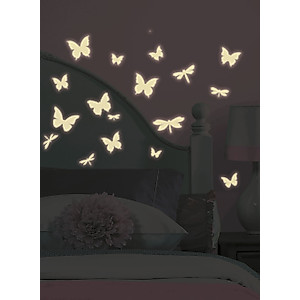 RoomMates RMK1706SCS Butterflies and Dragonflies Glow In The Dark Wall Decals , White