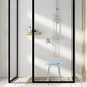 Aliseniors Shower Chair for Inside Shower - Nonslip Bath Shower Stool with Padded Seat Holes for Tub and Bathroom - Nonskid Comfortable Safe Bathing Bench for Senior Elderly Disabled and Handicap