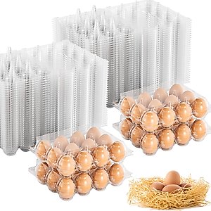 100 Pack Egg Cartons Cheap Bulk 12 Count Clear Plastic Egg Containers for Chicken Eggs, Reusable Egg Holder for Home Ranch Farm Commercial Market Display, Plastic Egg Packaging for Craft Projects