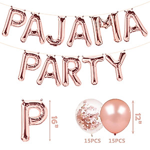 Pajama Party Decorations Rose Gold Pajama Party Balloons Banner Girls Slumber Sleepover Birthday Party Decor, PJ Mask Spa Pajama theme Party Supplies