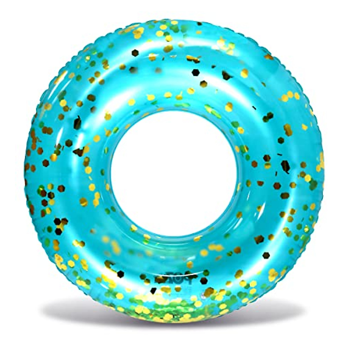 CoTa Global Inflatable Blue Gold Pool Float Tube - Luxurious Fun Lounger Filled with Sparkle Gold Confetti, Cool Blue Gold Design, Water Swimming Ring Pool Floaties for Beach and Pool - 36 Inches