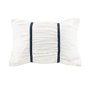 Madison Park Zennia Farmhouse Comforter Set with Throw-Blanket, Floral Print on Seersucker Textures, All Season Bedding, Matching Shams, Toss Pillows, King/Cal King(104"x92"), Blue 7 Piece