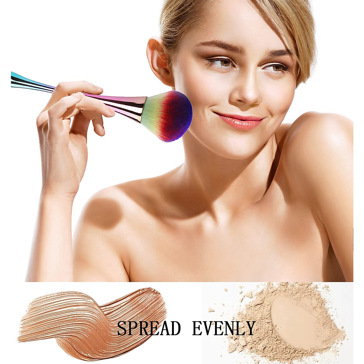 Large Powder Mineral Brush Nail Art Dust Brush Foundation Makeup Brush Powder Brush and Blush Brush for Daily Makeup (colour)