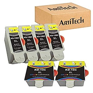 ARTITECH Replacements for Kodak 10XL 10B 10C Compatible Ink Cartridge (4 Black, 2 Color) Use for Kodak 5100 5300 5500 ESP3250 ESP5250 ESP3 ESP5 ESP7 ESP9 Hero 7.1, 9.1 Printers