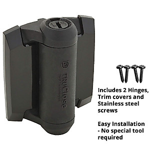 D&D Technologies TCA1S3BTS TruClose Regular Duty Self Closing Gate Hinge, for Metal Gates up to 66 Pounds, No Alignment Legs, Gloss Black, 2 Count