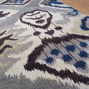 Oriental Rug Galaxy Hand-Knotted Oriental Gray Wool Ikat Rug - 8' x 10'7