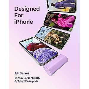 VEGER Mini Portable Charger for iPhone, 5000mAh 20W PD Fast Charging Battery Pack, Cordless Portable External Backup Charger Compatibel with iPhone 14, 13, 12, Airpods