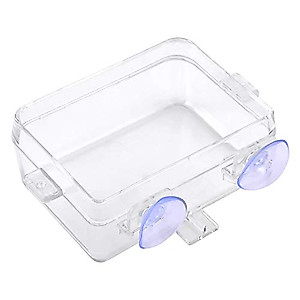 Hffheer Reptile Feeder Anti-Ese Amphibians Feeder Dish Food Water Bowl Translucent Feeding Basin with Suction Cup for Tortoise Gecko Snakes Lizard