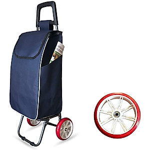 Shopping Trolley on Wheels Multi Function Shopping Cart Folding Trolley Large Capacity Light Weight Wheeled Trolley Push Cart Bag with 2 Wheels Storage Hand Trucks,Black ,