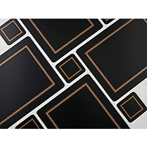 Pimpernel Classic Black Collection Coasters | Set of 6 | Cork Backed Board | Heat and Stain Resistant | Drinks Coaster for Tabletop Protection | Measures 4” x 4”