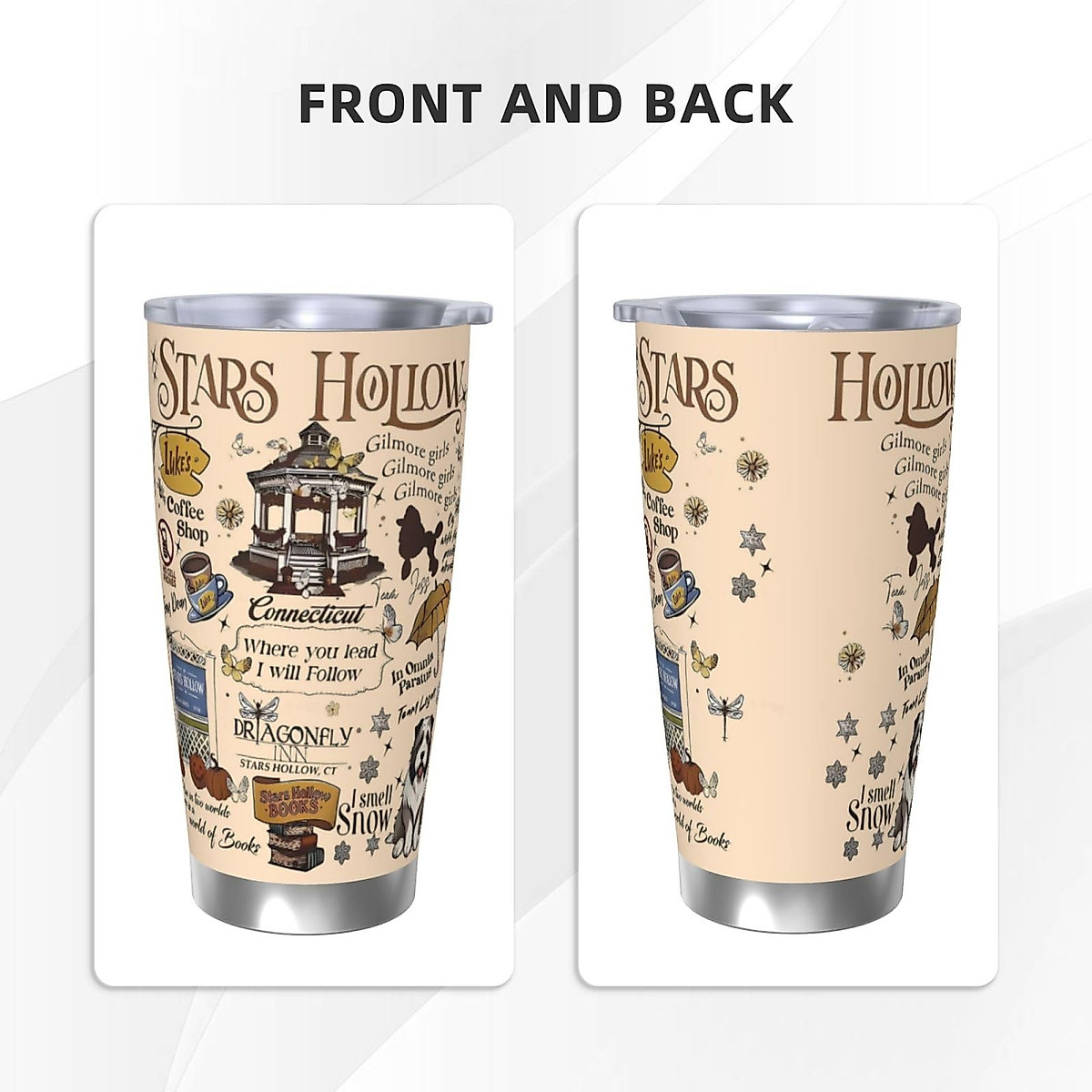 Stainless Steel Insulated Coffee Cup with Lid and Straw, 20 oz Gifts for Mom Girl Daughter Sister Friend Double Walled Stainless Steel Tumbler (silvery-D)