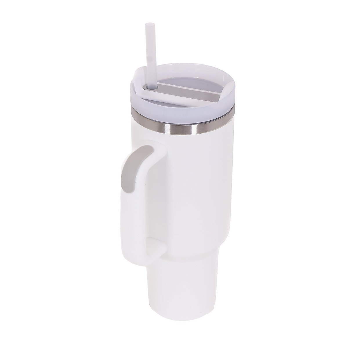 YOGI Ceramic Lined Tumbler with Handle and Straw Lid, Stainless Steel Travel Mug & Water Tumbler, Vacuum Sealed Cup with Handle - 40oz Arctic White