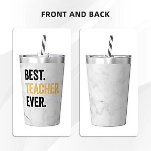 Best Teacher Ever Gift for Teacher Family Party Insulated Stainless-Steel Tumbler - 12oz Coffee Tumbler with Flip-Top Lid - Travel Coffee Mug - Vacuum-Tumblers Keep Hot & Cold - For Home Office-H