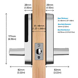 Smart Lock,TFX1 Bluetooth Enabled Fingerprint and Touchscreen Electronic Door Lock|TTLock App Unlock|Keyless Entry|Auto Lock|Fingerprint Door Lock for Home Office Apartment Hotel Garage School(Silver)