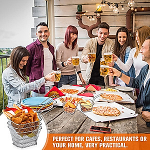 12 Pieces Mini Square Fry Basket Steel French Fry Chip Basket Food Baskets for Serving Stainless Steel Fry Basket with Handle Reusable Fries Holder Mini Deep Fryer with Basket for Home Decor