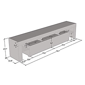 TV Stand Milano 200 / Modern LED TV Cabinet/Living Room Furniture/Tv Cabinet fit for up to 90-inch TV Screens/High Capacity Tv Console for Modern Living Room (White & White)