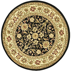 SAFAVIEH Lyndhurst Collection 6' Round Black/Ivory LNH212A Traditional Oriental Non-Shedding Dining Room Entryway Foyer Living Room Bedroom Area Rug