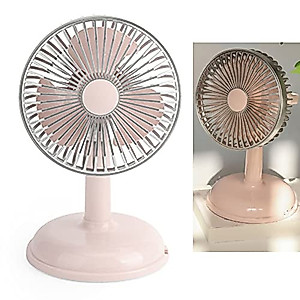 CHICIRIS Vintage Desk Fan, Detachable Retro Vintage Electric Fan USB Charging Metal for Students for Classroom (Light Pink)