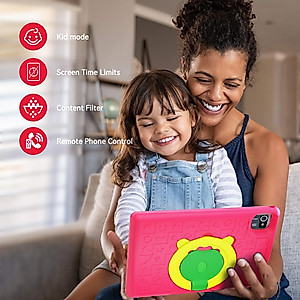 Freeski 10-inch Kids Tablet with Android 12, HD IPS Display Tablet for Kids, 2GB RAM, 32GB ROM, Quad-Core Processor, Kidoz Pre Installed, Parental Control, Kid-Proof Case (Pink)