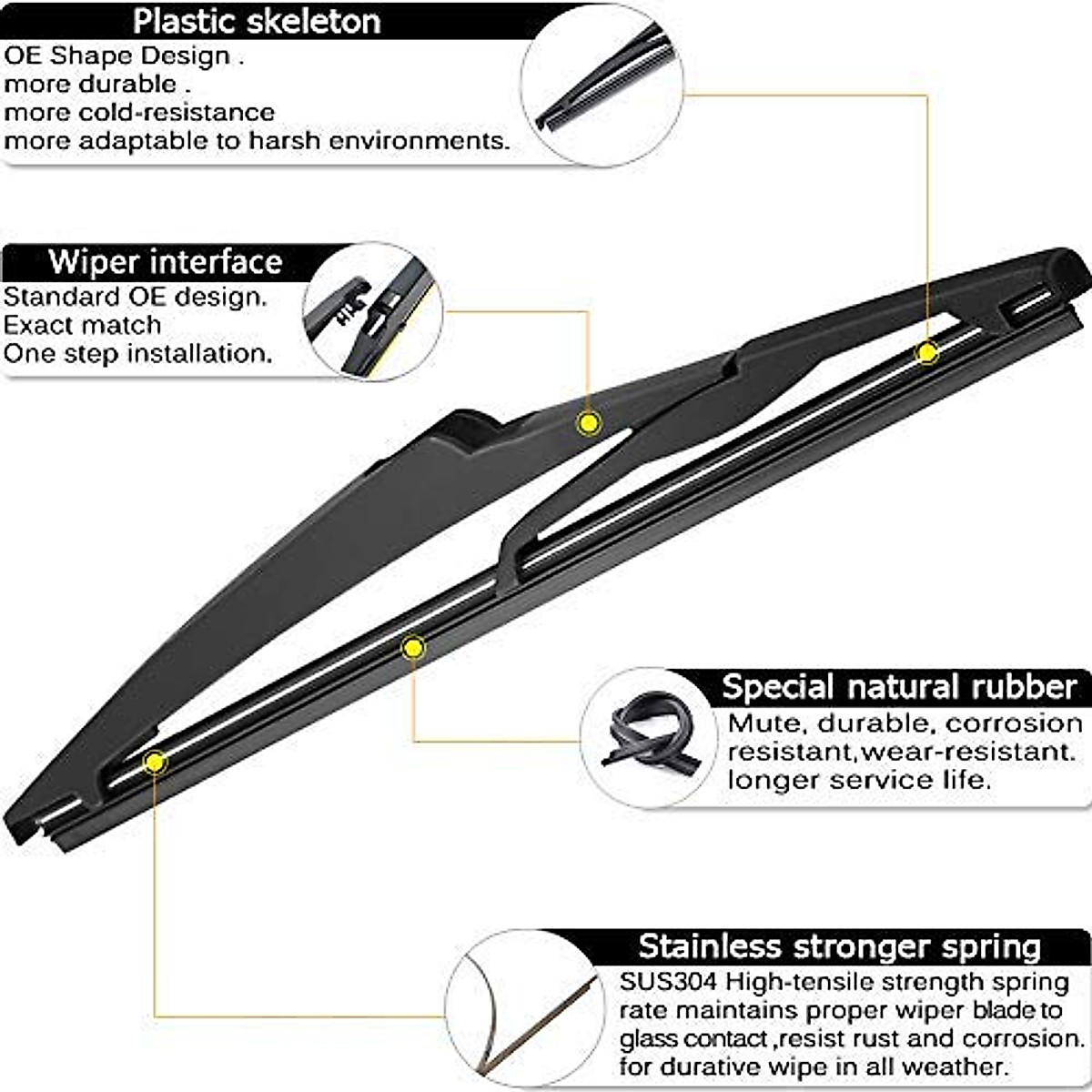 AUTOBOO 10 Rear Windshield Wiper Blade Replacement For Toyota RAV4 2013 2014 2015 2016 2017 2018 -High Performance Original Equipment Replacement OE:85242-42040