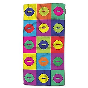 HGOD DESIGNS Hand Towel Lips,Colorful Pop Art Lips Pattern Hand Towel Best for Bathroom Kitchen Bath and Hand Towels 30" Lx15 W