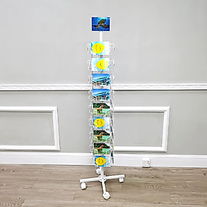 FixtureDisplays® Fits 6x4 inches Horizontal Landscape Greeting Card Display Spinning Greeting Holiday Card Rack Floor, 36 Pockets, White 21123