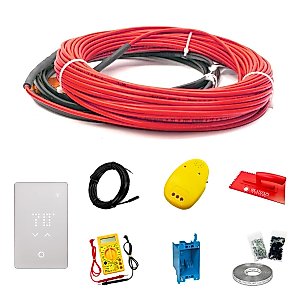 HEATWAVE 64-120 Square Feet: Premium Electric Floor Heating Cable with GFCI WiFi LED Touch/App Controlled Thermostat, Floor Alarm, Multi-Meter & Installation Accessories