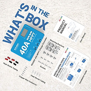 Redodo 40 Amp MPPT 12V/24V DC Input Solar Charge Controller with Built-in Bluetooth Module, Parameter Adjustable LCD Display LED Indicators