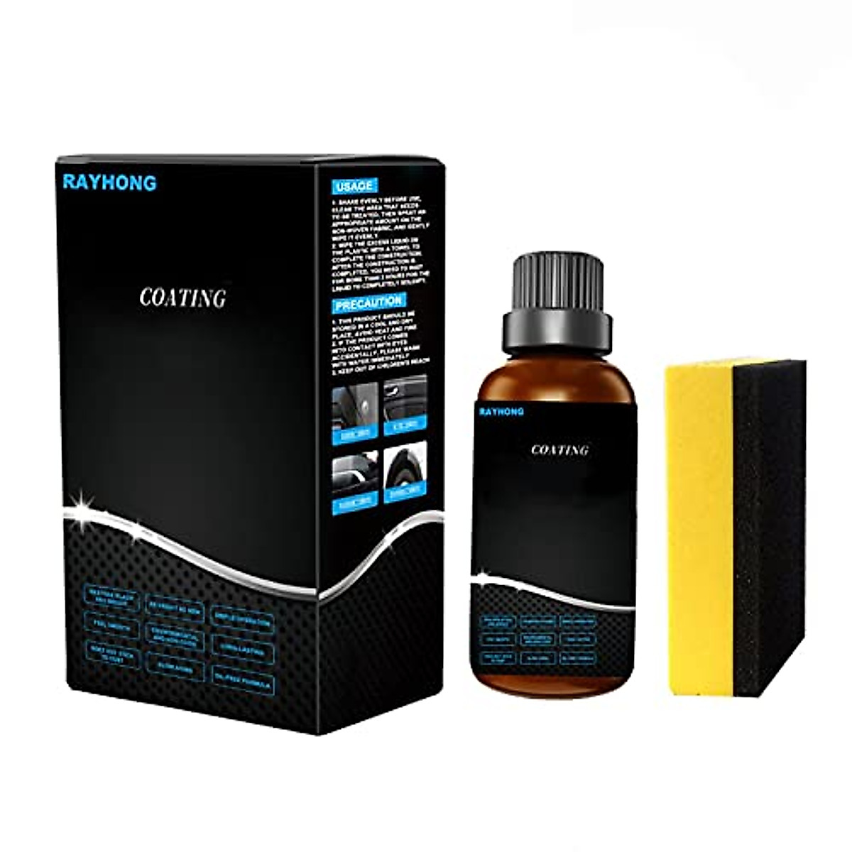 DETTELIN Auto Plastics Parts Refurbishment Agent | 50mL Car Interior Plastics & Leather Restorer, Auto Refurbishment Cleaning Agent Car Cleaner with Sponge