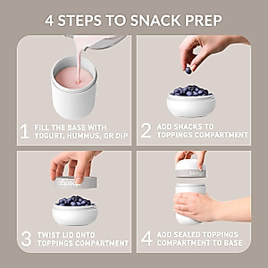 Bentgo Snack Cup - Reusable Snack Container with Leak-Proof Design, Toppings Compartment, and Dual-Sealing Lid, Portable & Lightweight for Work, Travel, Gym - Dishwasher Safe (White)
