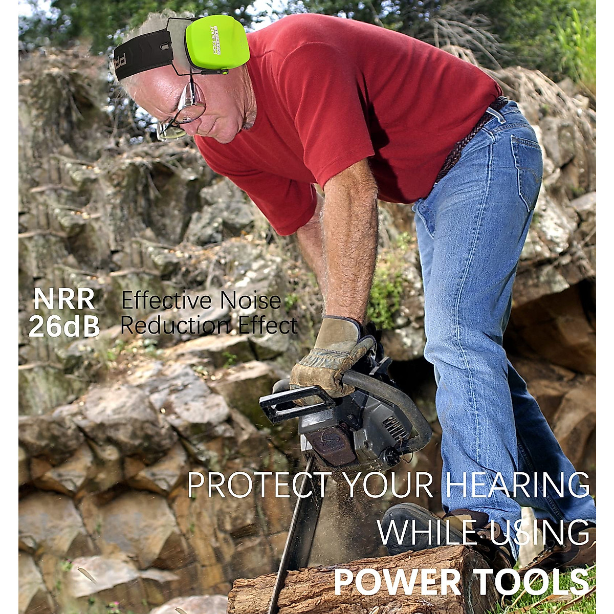 PROHEAR 016 Shooting Ear Protection Earmuffs 2 Pack, NRR 26dB for Gun Range, Hunting - Fruit Green and Orange