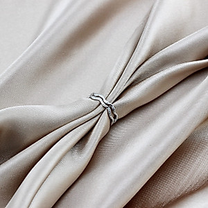 Silvershake Set of 2 White Gold Plated 925 Sterling Silver 3MM Diamond Cut Wiggle Wave Minimalist Thin Band Skinny Wire Stackable Ring Handmade Jewelry for Women Size 7.5