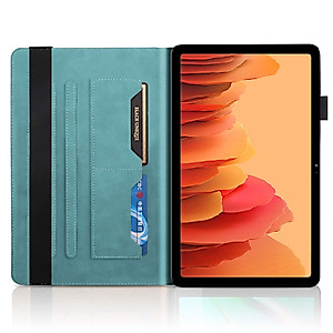 TIPOYOROO Case for Samsung Galaxy Tab A7 10.4'' 2022/2020 Lightweight PU Leather Flip Wallet Stand Cover Shell with Card Pocket Pencil Holder for Galaxy Tab A7 10.4 Inch SM-T500/503/505/507-Turquoise