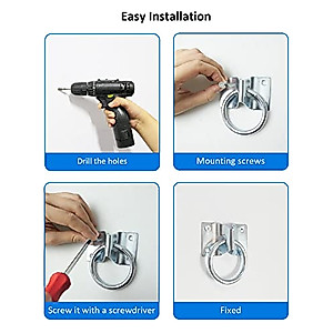 Nahntaipy Horse Tie Ring, Horse Cross Ties Set of 4 with Spring Snap Hook Carabiners, for Horse Stall Guards Blocker Hitching Barn Supplies 2 inch