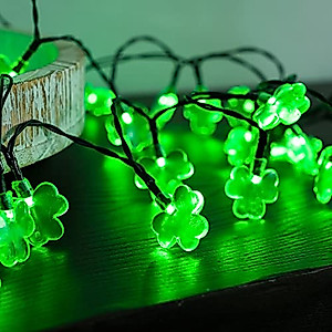 Dazzle Bright 2 Pack 50 LED St. Patrick's Day Shamrock String Light, Battery Operated Clover String Lights with 8 Lighting Modes, Three-Leaf Lucky Clover Green Lights for Party Home Decor
