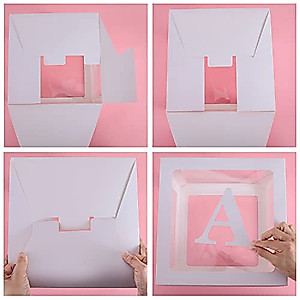 Sooyee Gold Clear Baby Boxes with Letters for Baby Shower,Baby Shower Decorations, Transparent Ballon Boxes Backdrop,Baby Shower Birthday Party ,Gender Reveal ,Reusable Favors In Giftbox, Baby Blocks