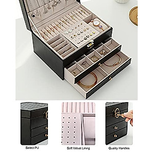 WUIIEN Jewelry Box 3-Layer Jewelry Organizer (Black) (WUIIEN-05)