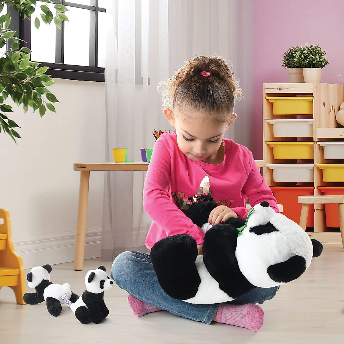 Prextex 13" Plush Panda Bear Zippered Carrier & 3 Cubs Plushies | Soft Panda Bear Stuffed Animal, Panda Plush Toy, Stuffed Panda Toys, Kid Toy, Pillow | Birthday Gifts, Panda Gifts for Girls&Boys