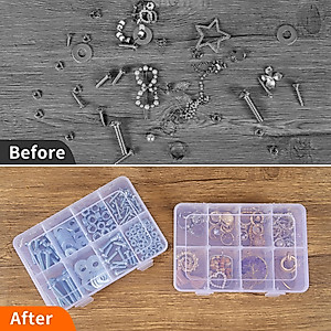 QUEFE 2 Pack 8 Grids Bead Organizers and Storage, Plastic Organizer Box with Removable Dividers Tackle Box Organizer for Candies Snacks Electronics Jewelry Small Parts