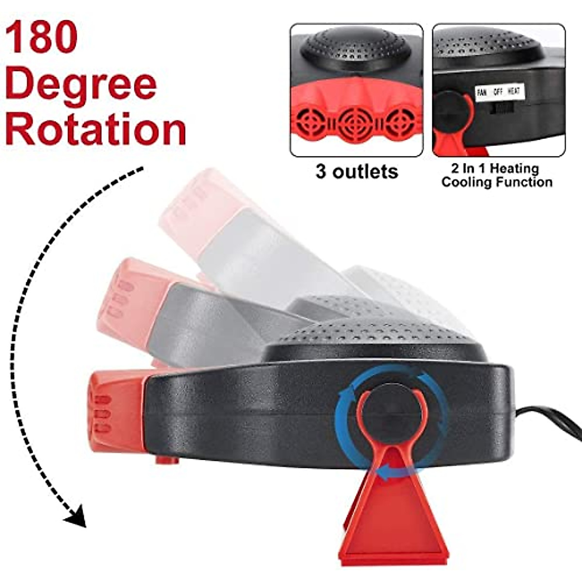 Car Heater 12V - Fast Heating Defrost Defogger, 2 in1 Fast Heating & Cooling Fan, Outlet Plug in Cigarette Lighte, Automobile Windscreen Fan for All Cars Portable Electronic Car Heaters