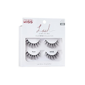 KISS Lash Couture, False Eyelashes, Muse', 14 mm, Includes 2 Pairs Of Lashes, Contact Lens Friendly, Easy to Apply, Reusable Strip Lashes, Glue On Lashes