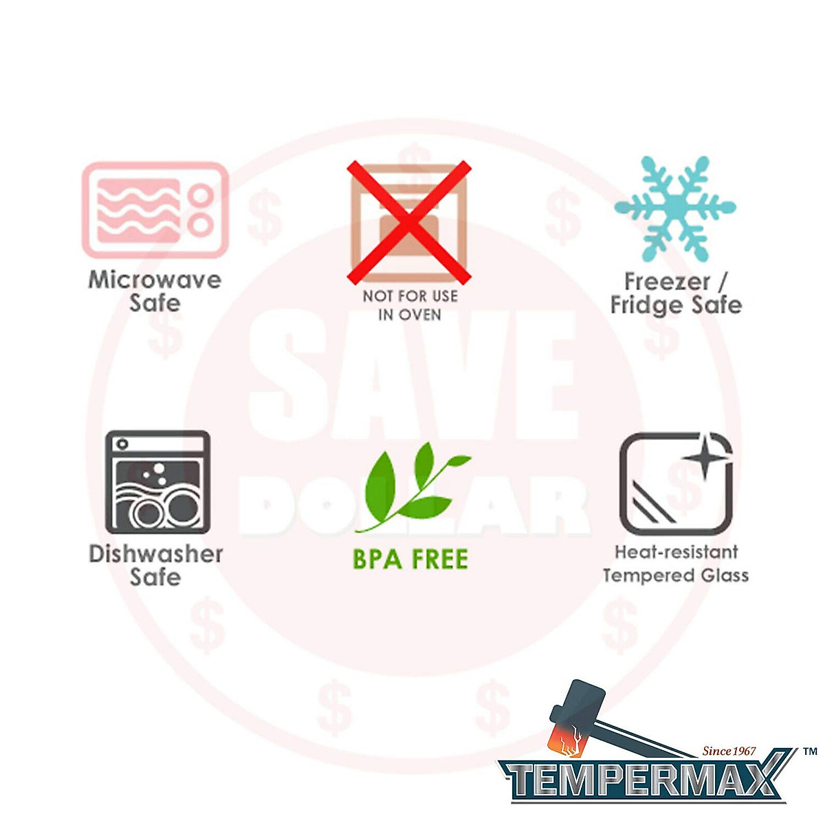 Glasslock Duo 3 Piece Clear Tempered Glass Microwave, Dishwasher, Freezer, Divided Food Storage Containers with Snap Lock BPA Free Plastic Lids