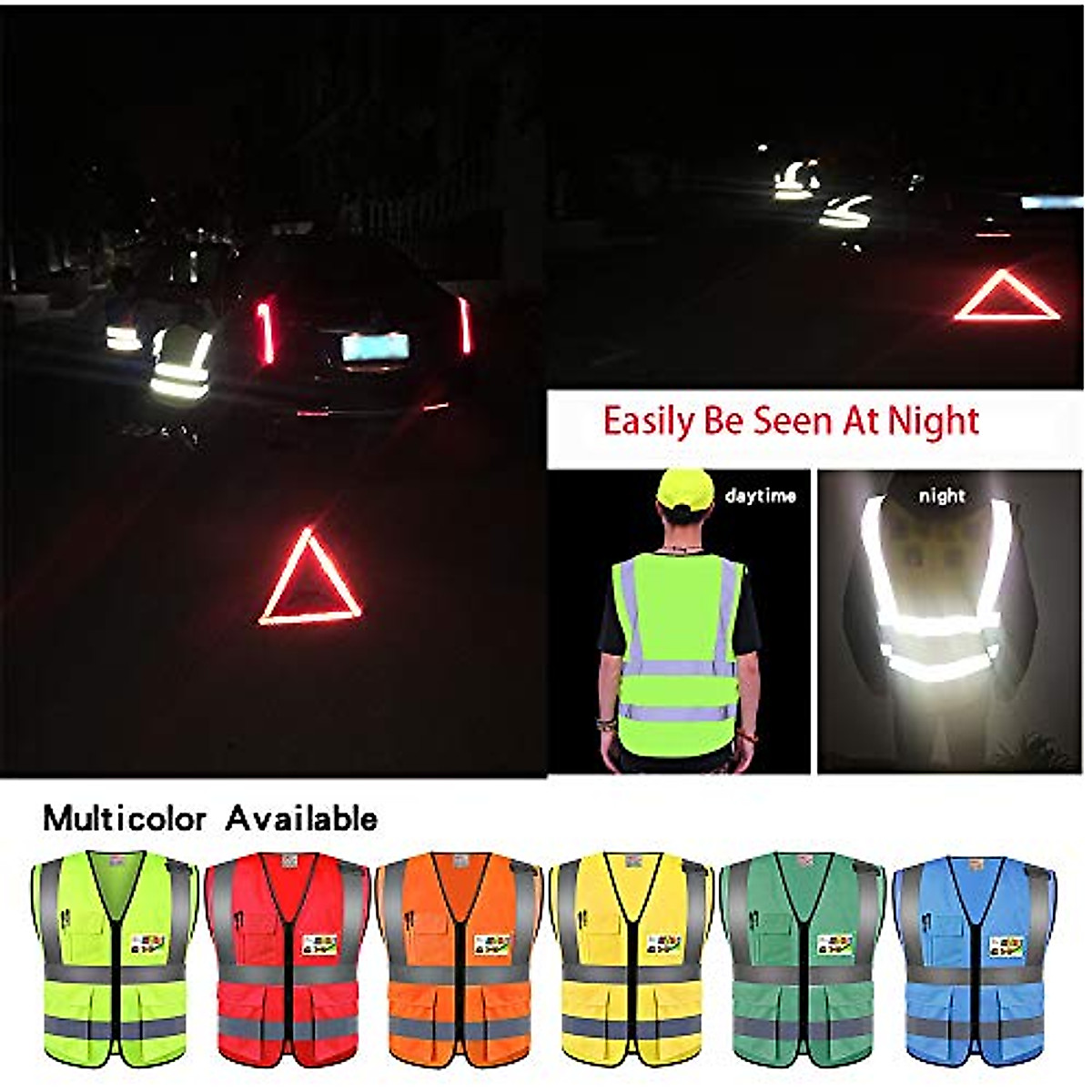 zojo High Visibility Safety Vests With Pockets, Wholesale Reflective Vest for Outdoor Works, Cycling, Jogging, Walking,Sports - Fits for Men and Women (Pack of 10, XL Neon Yellow)