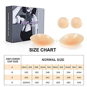 AMFLOWER Adhesive Bra Invisible Self Adhesive Strapless Bra Silicone Push Up with Nipple Covers Reusable for Backless Dress Nude, 30-38D