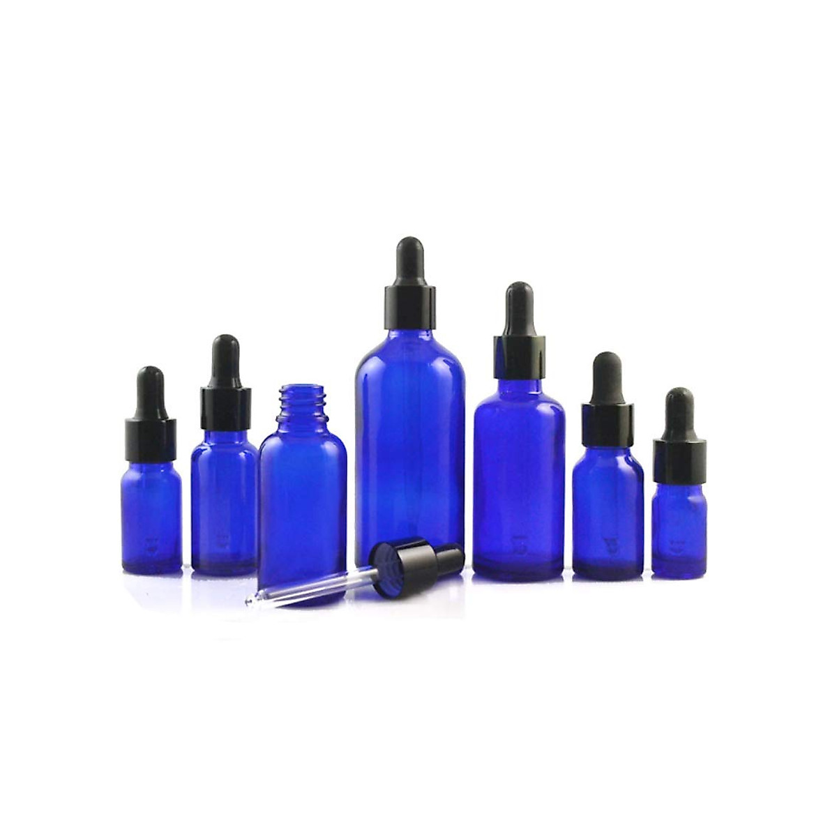 3 Pack 100ml/3.5oz Cobalt Blue Glass Bottles with Glass Eye Droppers Empty Refillable Essential Oils Perfume Dropper Dispenser Sample Travel Makeup Container Storage Vias for Travel Aromatherapy Lab