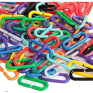 SBYURE 250 Pieces Plastic C-Clips Hooks Chain Links C-Links Sugar Glider for Parakeets, Rats & Sugar Gliders,Small Pet Rat Parrot Bird Toy Cage,Assorted Color Links