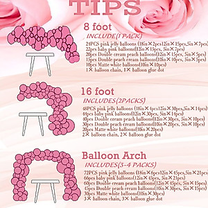 SCMDOTI Pink Balloon Garland Arch Kit, Double Stuffed Rose Pink Balloons and Nude White Balloons,Pastel Hot Pink balloons Garland for Girls Birthday Baby Shower Princess Theme Party Decorations
