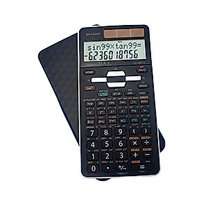 Sharp EL-506TSBBW 12-Digit Engineering/Scientific Calculator with Protective Hard Cover, Battery and Solar Hybrid Powered LCD Display, Great for Students and Professionals, Black