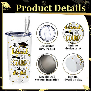 Ovveroche 8 Pack 2025 Graduation Gifts 20oz Graduation Tumblers with Lids Straws Brushes, Stainless Steel Insulated Coffee Mug Graduation Keepsake Grad Gift Graduation Party Supplies