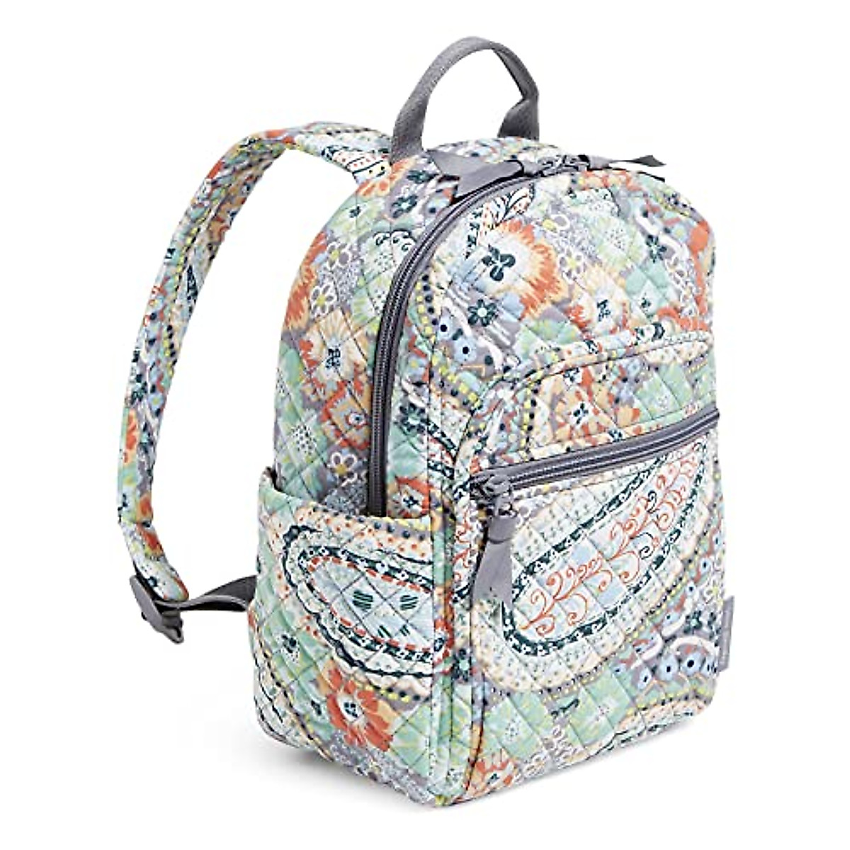 Vera Bradley Women's Cotton Small Backpack, Citrus Paisley - Recycled Cotton, One Size